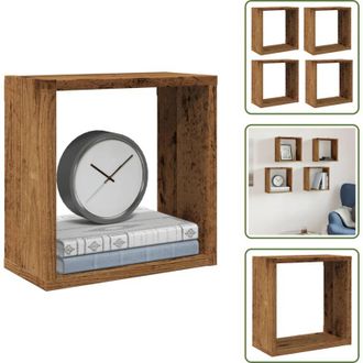 vidaXL W&uuml;rfel-Wandregale 4 Stk. Altholz-Optik 30x15x30 Holzwerkstoff - Wandregal - Wandregale - W&uuml;rfelaufbewahrung - W&uuml;rfelregal