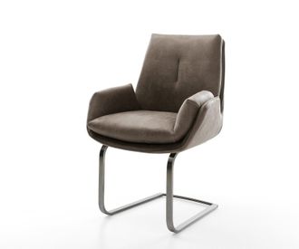 DELIFE Freischwinger Clea-Flex Mikrofaser Taupe Vintage Freischwinger flach Graphit, Esszimmerst&uuml;hle