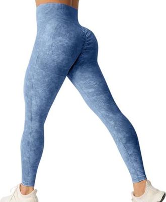 Generic Legging anti-cellulite pour femme - Lifting des fesses - Taille haute - Pantalon de sport moulant et l&eacute;ger - Legging de yoga pour femme, bleu fonc&eacute;, X
