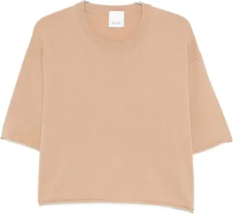 Allude Femme, Pulls, Beige, Taille: 36 FR Top en cachemire