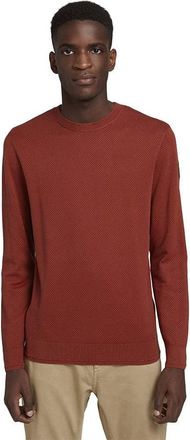 Tom Tailor Herren Strickpullover mit Strukturmuster 1026497, 26006 - Chili Oil Red, M