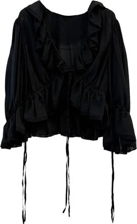 Chlo&eacute; Femme, Blouses et Chemises, Noir, Taille: 38 FR Blouse en georgette de soie &agrave; volants