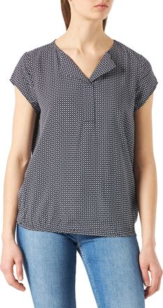 Tom Tailor Damen Bluse mit Allover-Print 1024062, 26428 - Navy Geometrical Design, 36