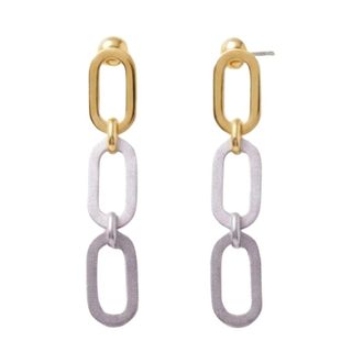 Dansk Copenhagen Selma Waterproof 18K Gold Plated Duo Tone Earrings - Brushed/Sanded Stainless Steel - Femme - Accessoires - Multicolore - Taille: ONE Size