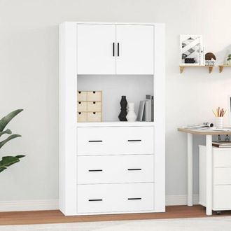 vidaXL Buffet haut Blanc Bois ding&eacute;nierie