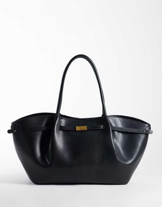 Gina Tricot Gina Tricot cabas noir &agrave; d&eacute;tail pli&eacute;