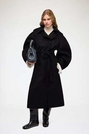 Ganni Manteau en laine double face Noir - Taille 38 - Pour Femme