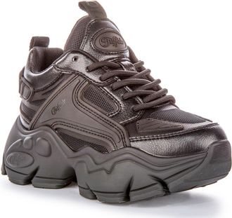 Buffalo Binary Athena Womens Vegan Platforms (Schwarz, EU 37)