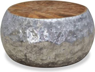 vidaXL Table basse Aluminium Teck 60 x 60 x 30 cm