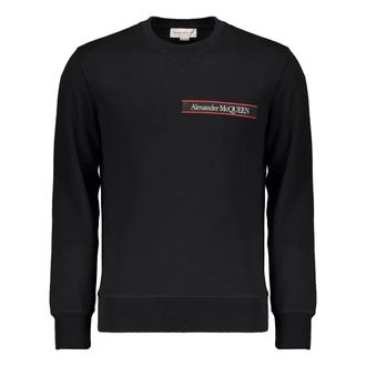 Alexander McQueen Schwarzer l&auml;ssiger Pullover mit Logo - - Sweatshirts & Hoodies - Herren - Schwarzk - 3XL