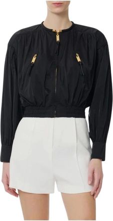 Elisabetta Franchi Femme, Vestes, Noir, Taille: 42 FR Bomber en tissu voile
