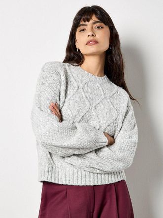 Apricot Strickpullover Rundhalspullover mit Zopfmuster