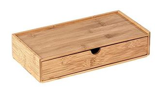 WENKO Bambus Box Terra mit Schublade, Versteckte Aufbewahrung von kleinen Utensilien, 28 x 6 x 14 cm, Natur