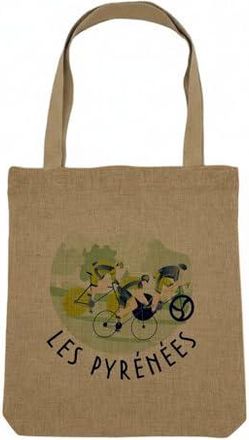 Fabulous Sac Shopping Tote Bag Aspect Lin - Les Pyr&eacute;n&eacute;es Peloton V&eacute;lo France Cyclisme Tour Montagnes - Sac de Courses Toile Epaisse 360g Beige Naturel Cabas Po