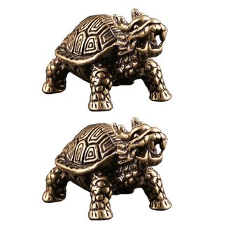Hemobllo 2 St&uuml;ck Messing Drachenschildkr&ouml;te Ornamente Antikstil Kompakte Dekoration Schreibtisch Feng Shui Geschenk