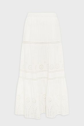 Gerard Darel Jupe &agrave; broderies en coton - JALY - Ecru