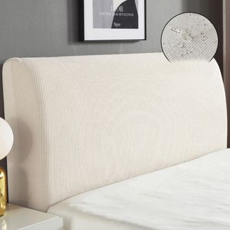 Generic wasserdichte einfarbige Bettkopfteil Bezug Stretch Schutzh&uuml;lle in voller Gr&ouml;&szlig;e weich und staubdicht ideal f&uuml;r Schlafzimmerdekoration Cremewei&szlig; Volle L