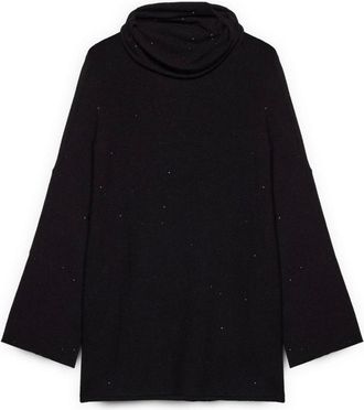 Fiorella Rubino Femme, Pulls, Noir, Taille: 36/38 FR Pull &agrave; Col Roul&eacute; avec Micro Sequins