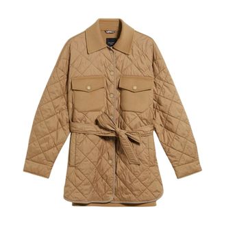Max Mara Gepolsterte Technische Stoff und Wolljacke - - Jackets - Damen - Braun - XL