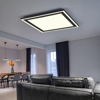 ETC Shop Etc-shop - Deckenlampe Wohnzimmerleuchte Deckenleuchte Büroleuchte Aufbaupanel Esszimmerlampe quadratisch, Kunststoff schwarz, getrennt schaltbar, 1x