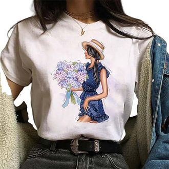 Keephen Chic Mode Filles Impression 3D T-Shirts pour Femmes Casual &Eacute;t&eacute; Manches Courtes Col Ras du Cou Pullover Blouse Tops