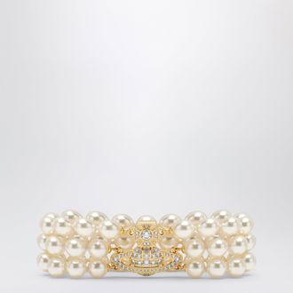 Vivienne Westwood Goldenes Orb-Armband mit drei Reihen und Perlen
