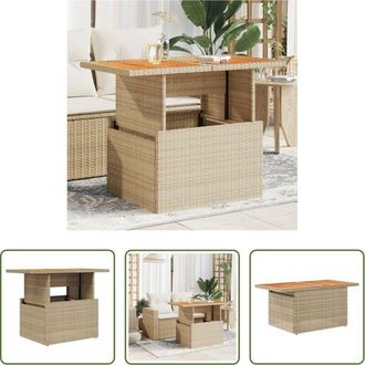 vidaXL vidaXL Table de jardin r&eacute;glable - Table de jardin beige 100x55x73cm r&eacute;sine tress&eacute;e et bois acacia