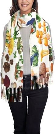 IUBBKI Écharpe à pompon en cachemire imprimé champignon pour femme, châle dhiver, écharpe douce et tendance, chaude pour lautomne et lhiver