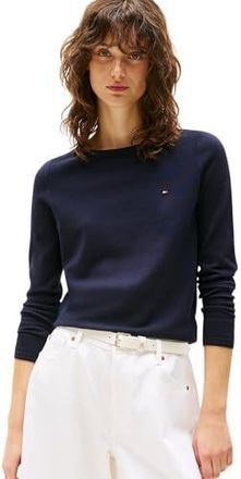 Tommy Hilfiger Pull Femme Co Jersey Stitch Sweater Col Bateau, Bleu (Desert Sky), XXL