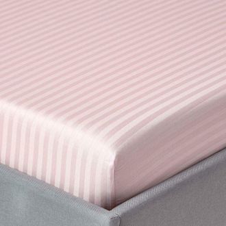 Homescapes Drap-housse rayé 180 x 200 cm 100 % coton égyptien 330 fils coloris rose