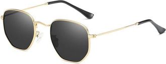 Generic Lunettes De Soleil Polaris&eacute;es &Agrave; Monture M&eacute;tallique Irr&eacute;guli&egrave;re For Hommes Et Femmes, Lunettes De Soleil De F&ecirc;te De Vacances &Agrave; La(Gold)