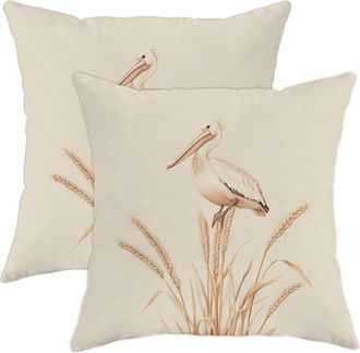 Generic Herbstpelikane Dekokissen Weich Kissenh&uuml;llen Dekorative Sofakissenbezug F&uuml;r B&uuml;ro Hotel Bett 45X45Cm 2Er Set