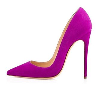 elashe Femmes - Stiletto Sexy - Classic Talon Haut- Cuir synthétique - Grande Taille - Haute Couture - Talon Aiguille 12CM - Bout Pointu fermé Violet EU38