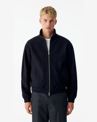 Arket Jacke Aus Wollmischung Mit Rei&szlig;verschluss -Blau