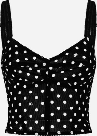 Dolce & Gabbana Bustier-top Aus Marquisette Punkteprint - Frau Blusen Und Tops Drucken 36