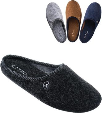 Estro & Luminara Filzpantoffeln Herren Pantoffeln Herren - Filzpantoffeln mit Gummisohle Hausschuhe Männer Filz Männer Hausschuhe Warm REX (40 EU, Anthrazit)