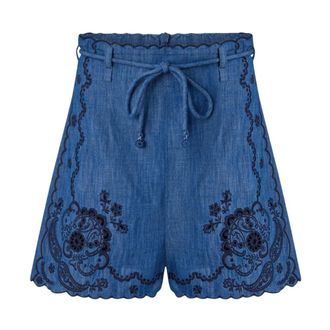 Zimmermann Aster Bestickte Denim-Shorts - - Shorts - Damen - Blau - XS