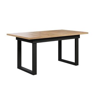 Trendteam Universal - Esstisch - Schwarz/Evoke Eiche - ausziehbarer Esszimmertisch mit Metallf&uuml;&szlig;en - (BxHxT) 160-200 x 76 x 80 cm - Tisch geeignet f&uuml;r K&uuml;che, ES
