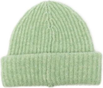 Roberto Collina 263MYB32051 Ribbed Knit Cashmere Blend Beanie - Green