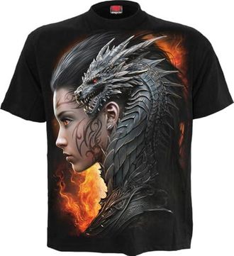 Spiral Draco Queen Homme T-Shirt Manches Courtes Noir XXL 100% Coton Regular/Coupe Standard
