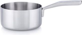 Masterpro Alessi Bones - 16cm Kochtopf - Hergestellt aus Edelstahl - Innen und au&szlig;en mattiert - gerader K&ouml;rper & langer geschwei&szlig;ter hohler Gusseisengriff - Ind