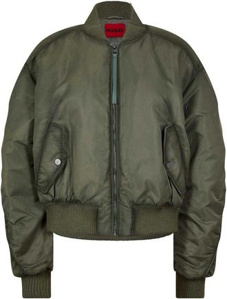 HUGO BOSS Hugo - Ferida Bomberjacke f&uuml;r Damen, Wattiert, Satin (Gr&uuml;n)