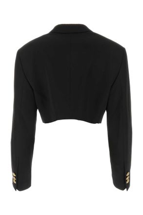 Palm Angels Womens Black Polyester Blend Boyfriend Blazer Blackgold Giacche E Gilet Jacket
