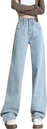 Generic Jean pour femme - Taille haute - Stretch - Imprim&eacute; - Coupe droite - Avec jambe droite - Confortable - &Eacute;l&eacute;gant - Couleur unie - Pantalon de loisirs bag