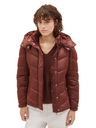 Tom Tailor Damen 1037565 Steppjacke mit Abnehmbarer Kapuze, 30337-raisin, L