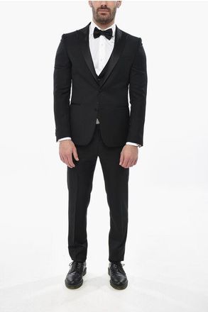 Corneliani CODE 3-Piece Suit with Satin Peak Lapel size 50