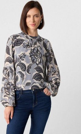 Comma Langarmbluse Bluse Chiffonbluse mit Ballon&auml;rmeln und floralem Muster