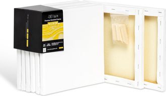 Elan Keilrahmen Leinwand 20x20 380g 6er Set, 380 G/M&sup2; 100% Baumwolle Leinwand zum Bemalen Klein, Leinw&auml;nde f&uuml;r &Ouml;lfarben Klein, Leinw&auml;nde zum Bemalen