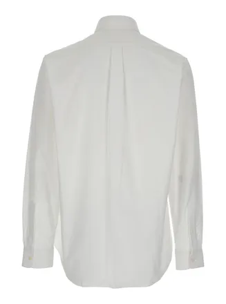 Givenchy Mens White Cotton Shirt With Embroidered Logo