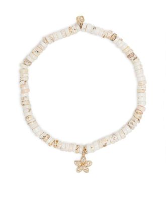 Sydney Evan bracelet en or 14ct serti de diamants et de turquoise - Blanc